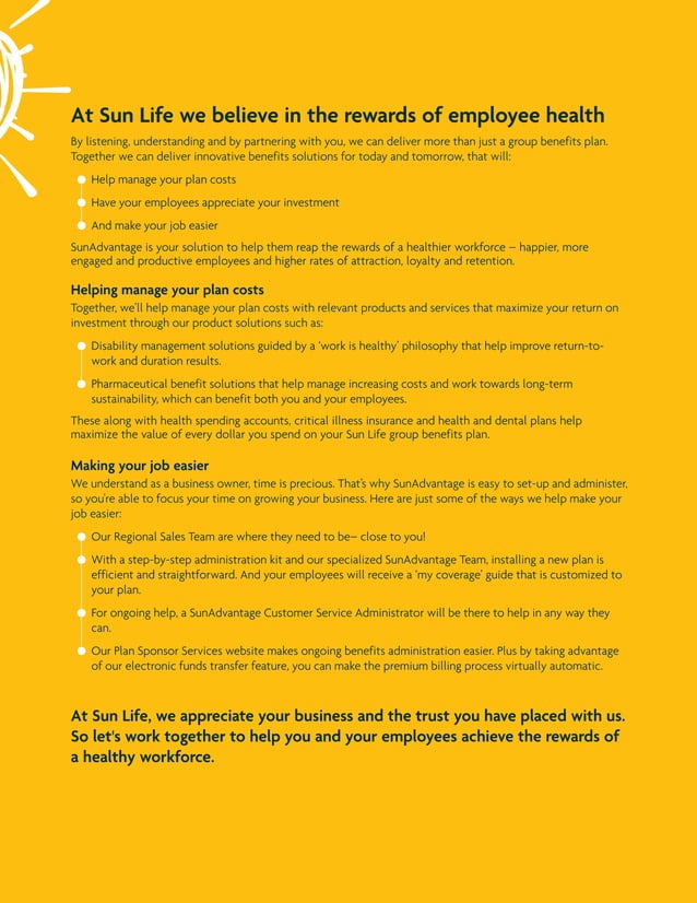 Sun advantage benefits summary guide | PDF