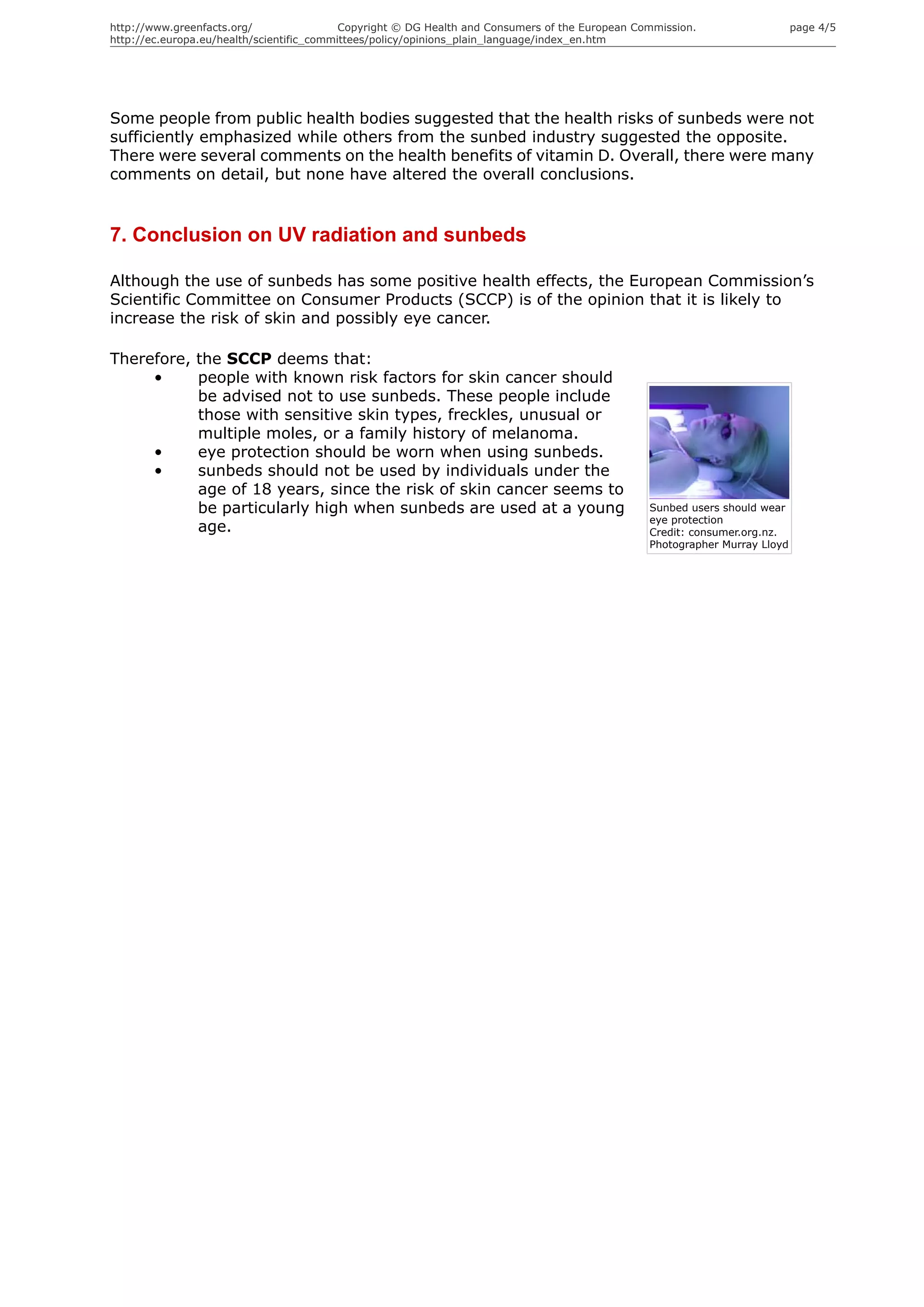 Sunbeds & UV radiation | PDF