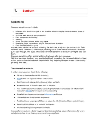 Sunburn.docx | Skin and Dermatology | Diseases and Conditions