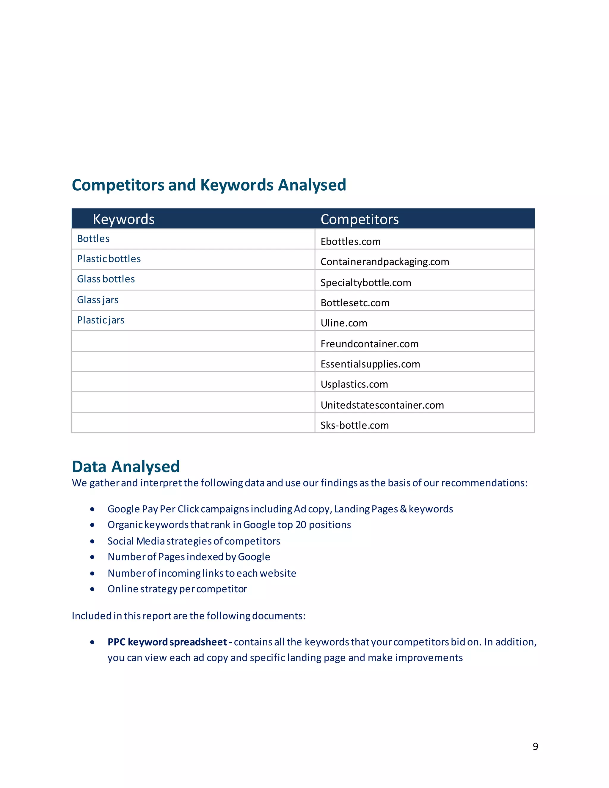 Example Detailed Competitive Analysis by Gregg Towsley | DOCX | Search ...