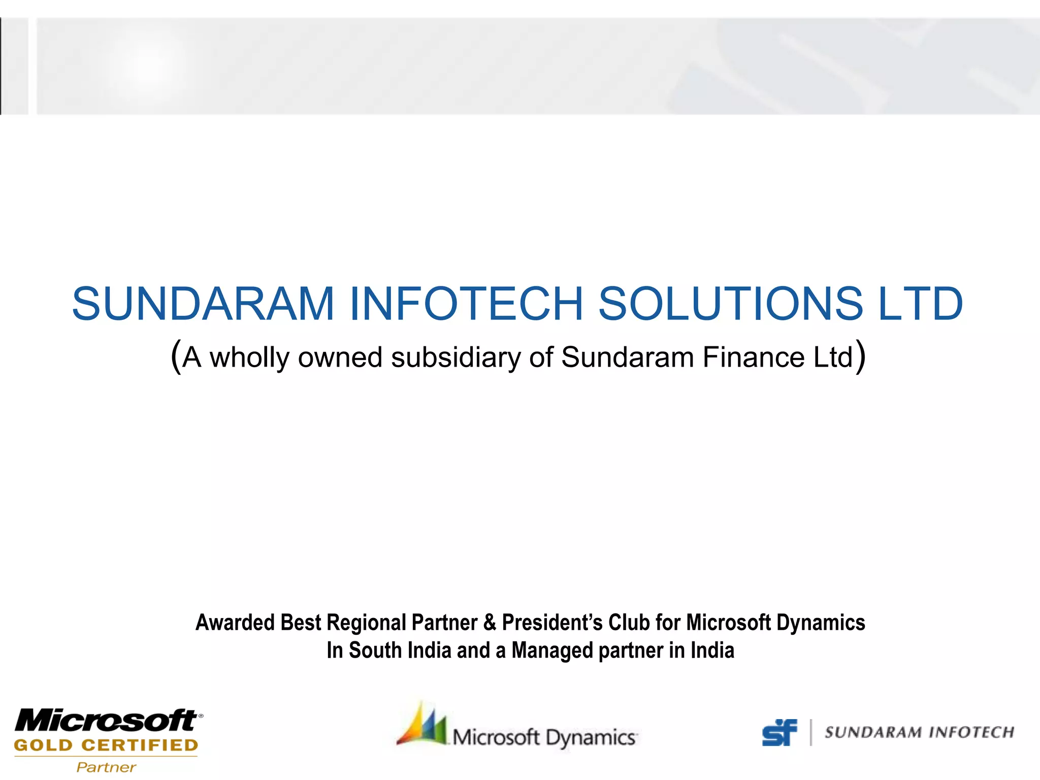 Sundaram infotech fin services ppt v 2.0 | PDF | Business Utilities ...