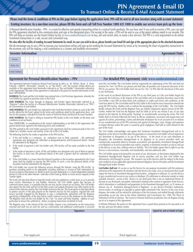 Sundaram mutual fund common application form equity with kim | PDF