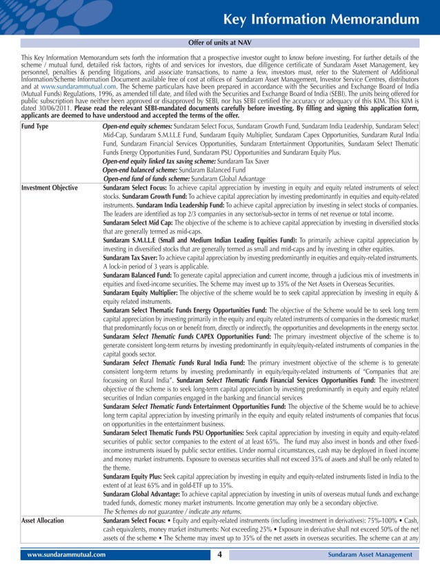 Sundaram tax saver application form | PDF