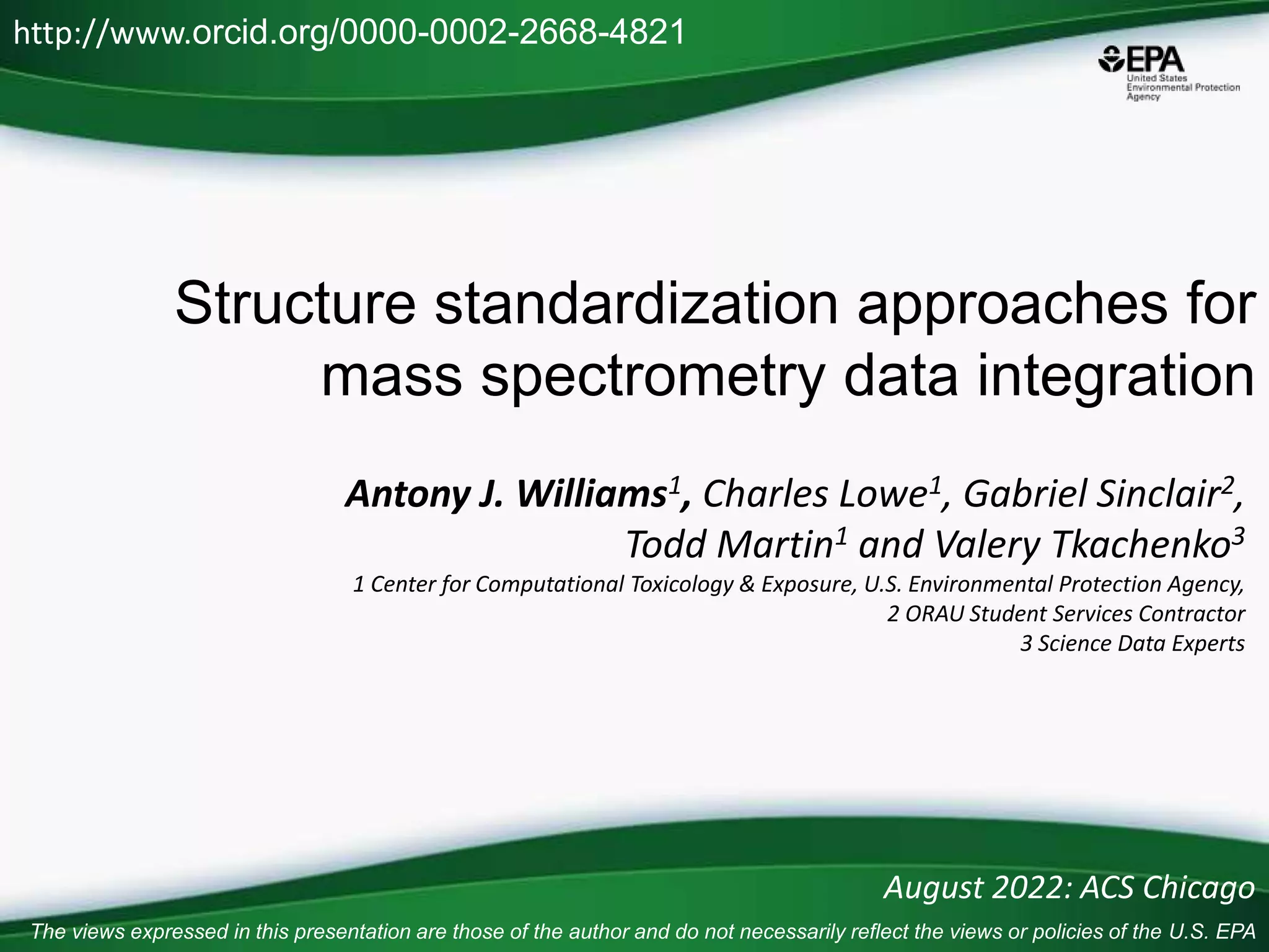 Structure standardization approaches for mass spectrometry data ...