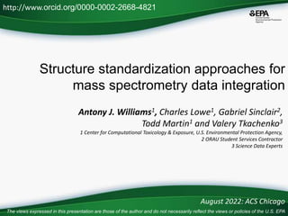 Structure standardization approaches for mass spectrometry data ...