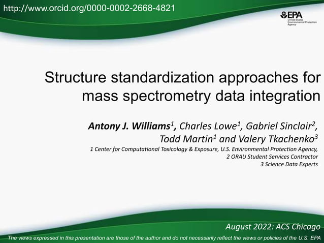 Structure Standardization Approaches For Mass Spectrometry Data Integration Ppt