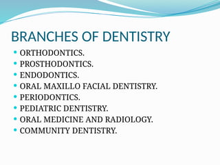 DENTISTRY BASIC KNOWLEDGE ON DENTAL PROCEDURES | PPTX