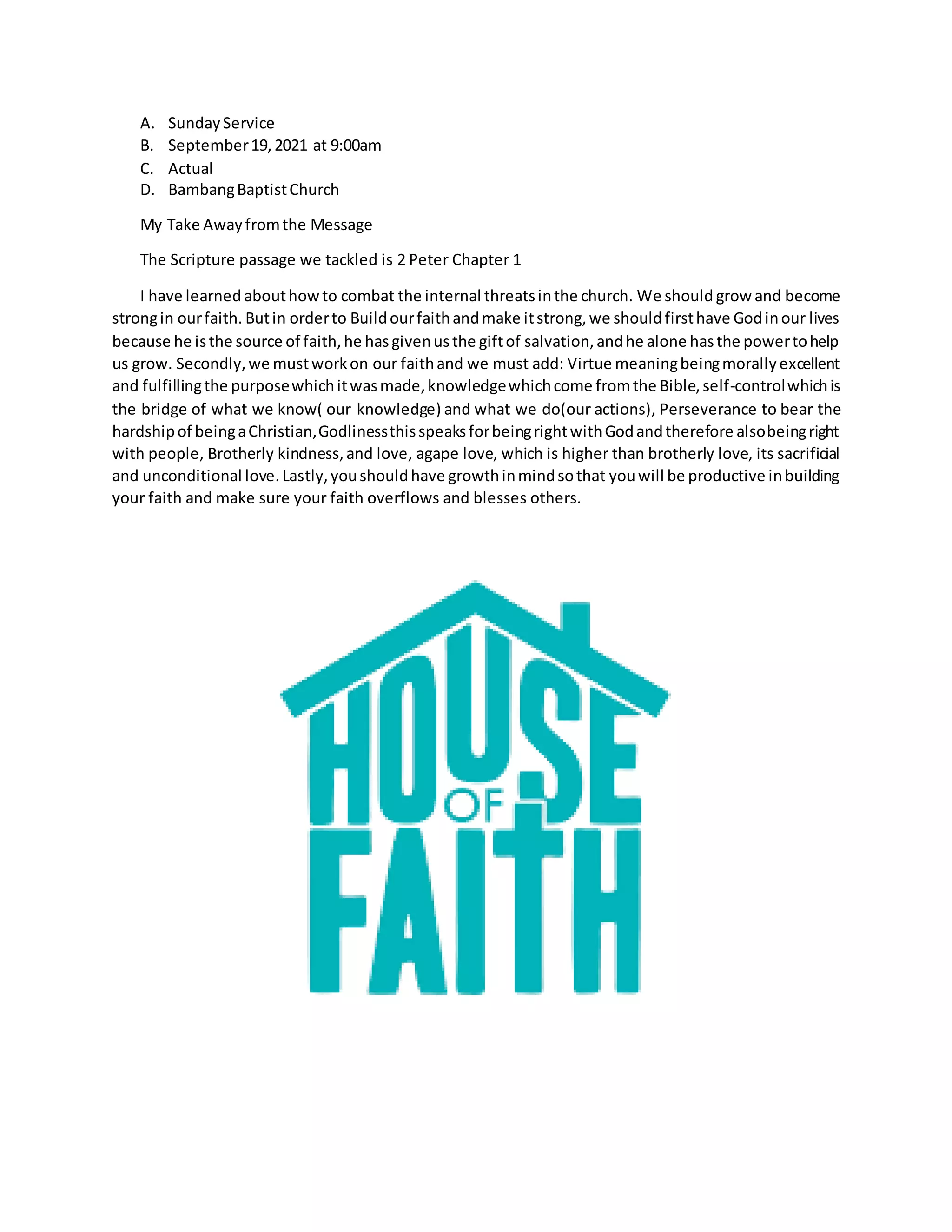 Sunday service 2 peter 1 | DOCX