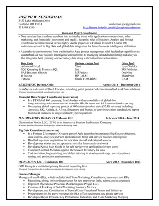 Joe Sunderman Resume | PDF