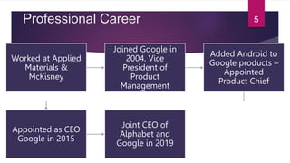 CEO of Google, Sunder Pichai's biography | PPTX