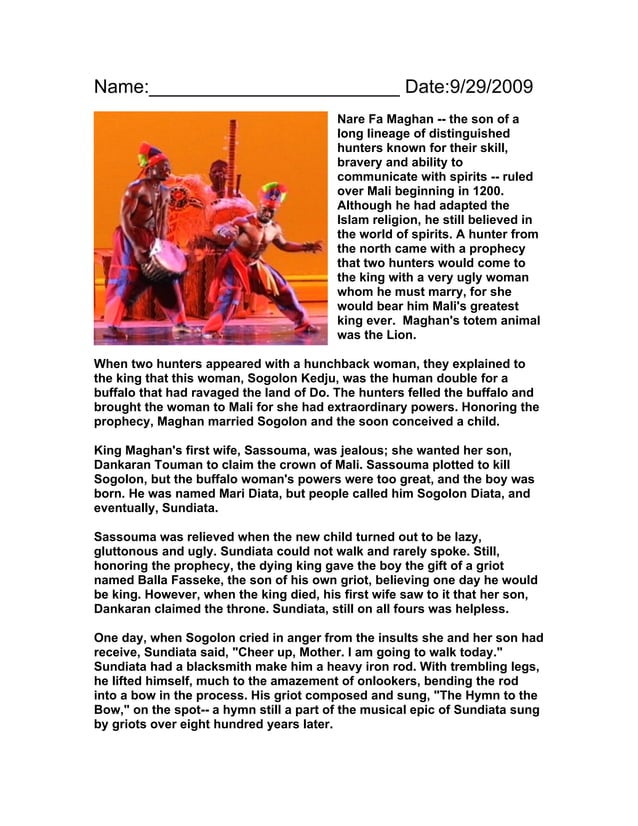 The Story of Sundiata | PDF