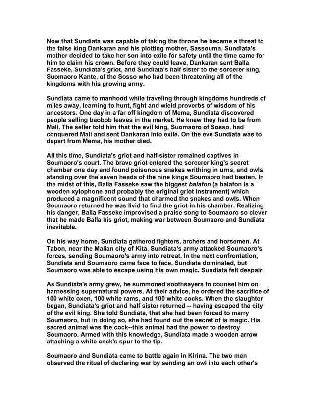 The Story of Sundiata | PDF