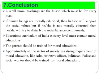 A Presentation On Importance of Teaching Moral education for Society | PDF