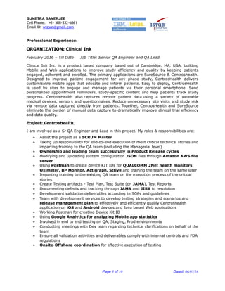 Sunetra banerjee-sr-qa-engineer-project-lead resume | DOC | Operating Systems | Computer ...