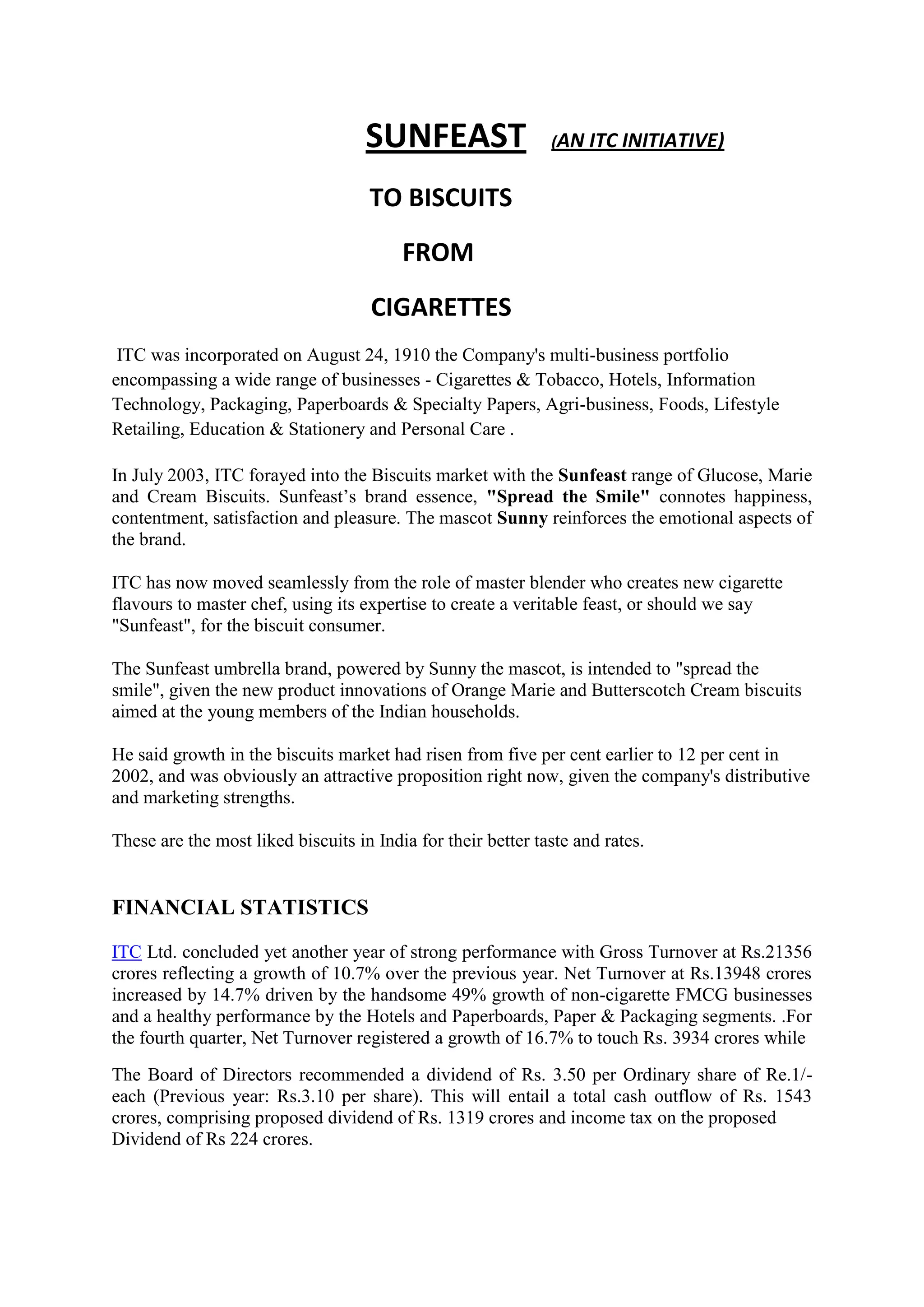 Sunfeast case study | DOCX