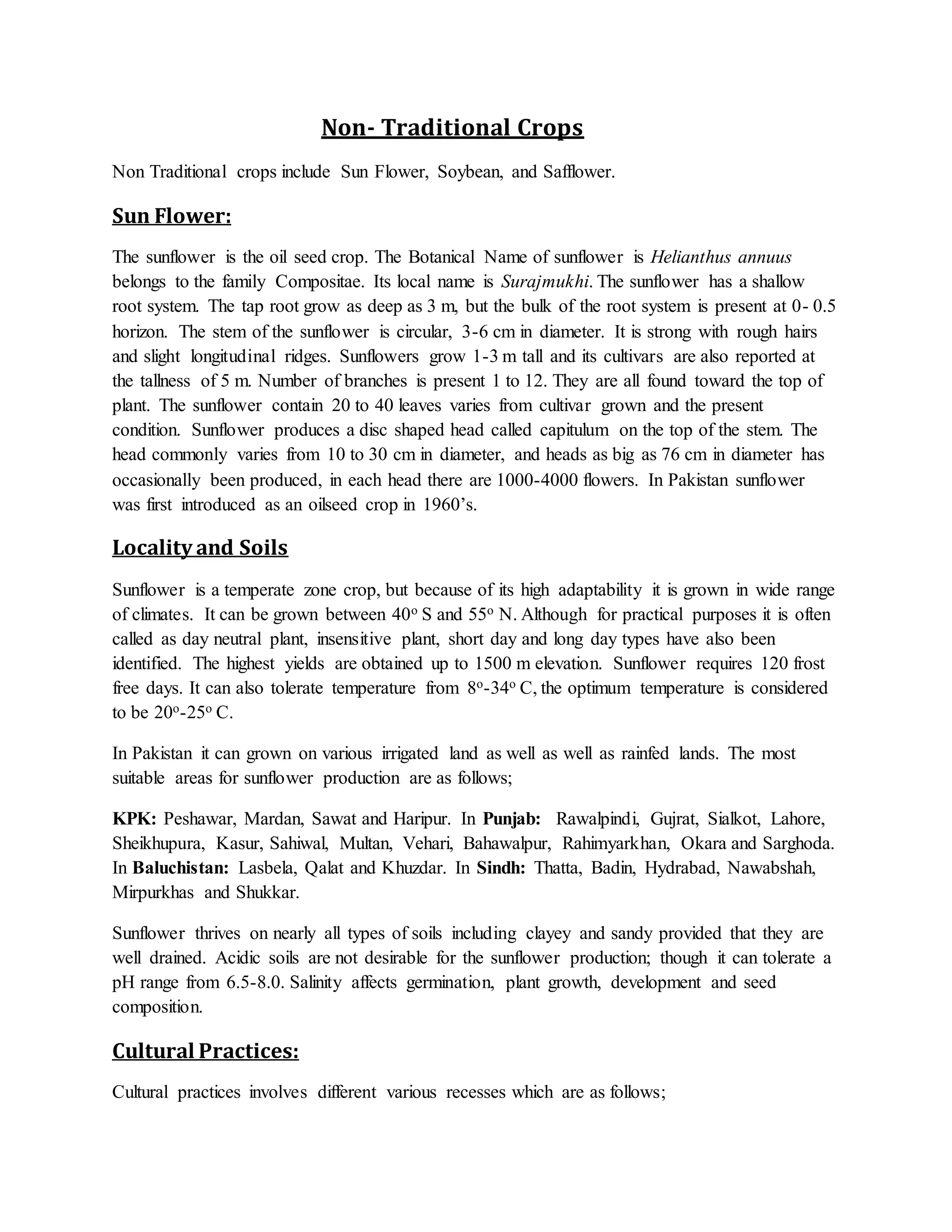 Non Traditional Crops | DOCX