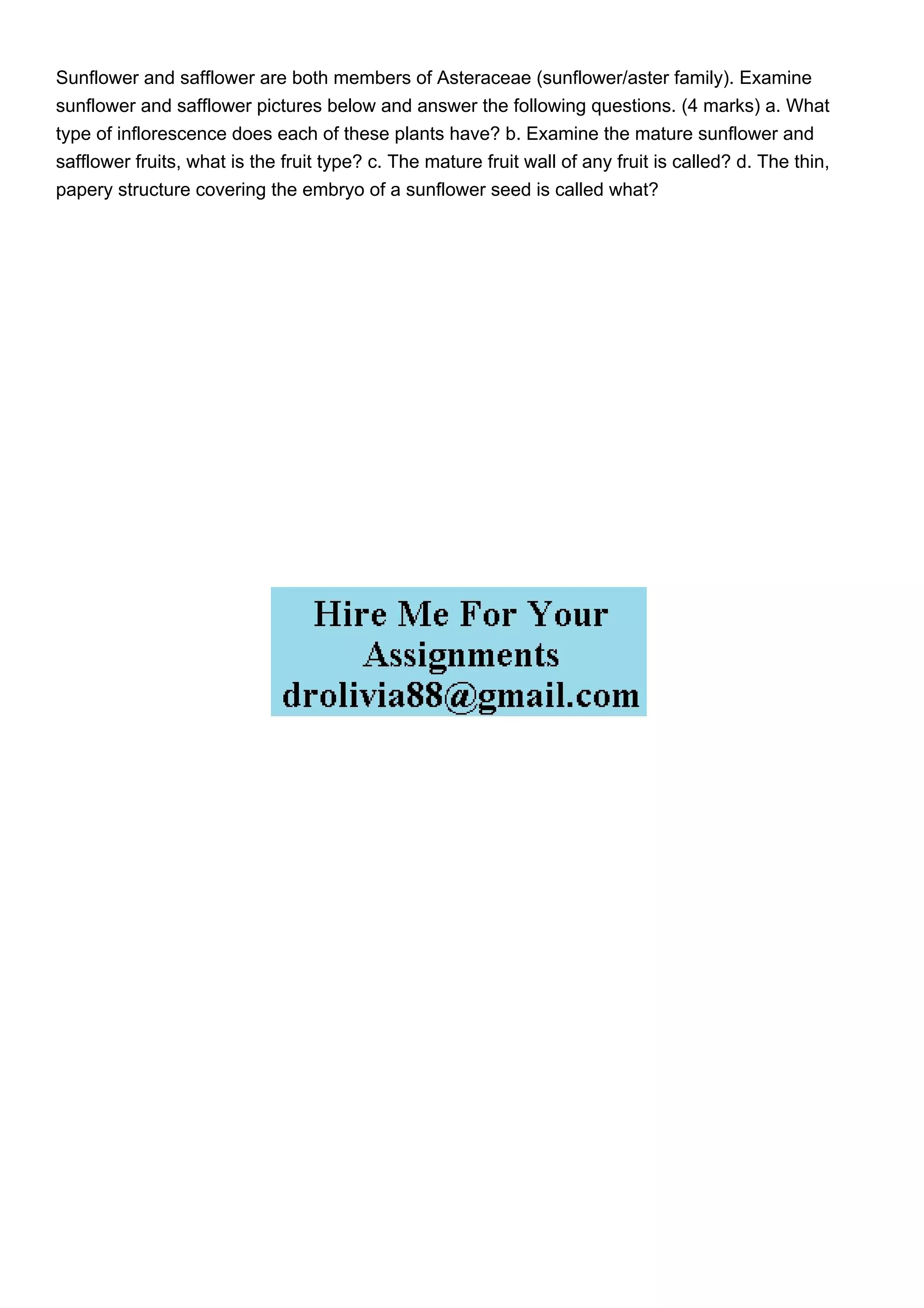 Sunflower and safflower are both members of Asteraceae sunf.pdf