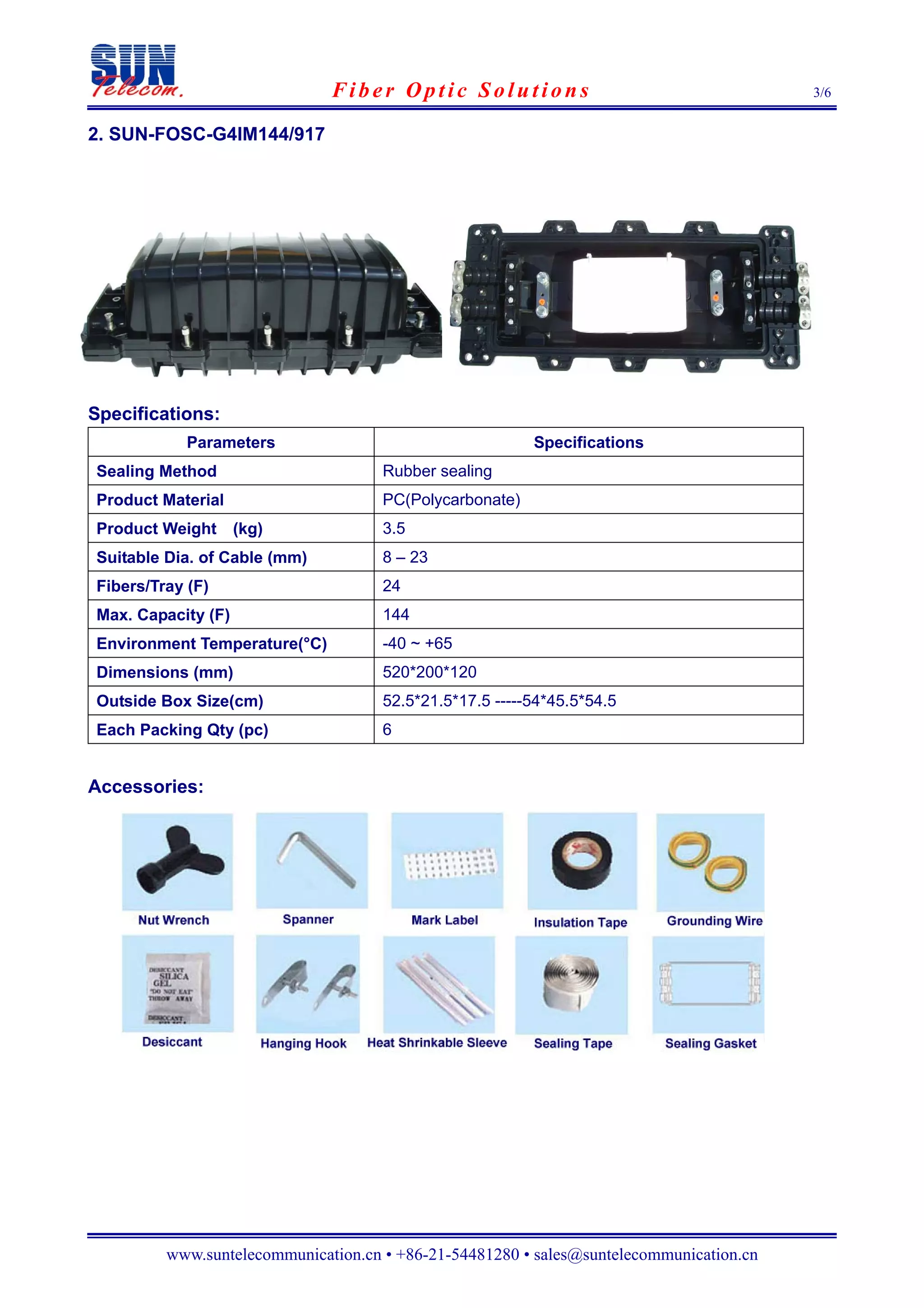 Sun Fosc G Series Fiber Optic Splice Closure | PDF