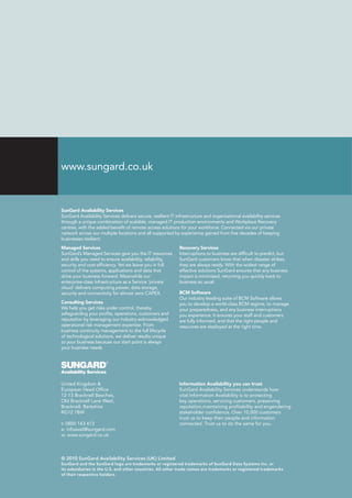 SunGard Availability Services UK Corporate Brochure | PDF