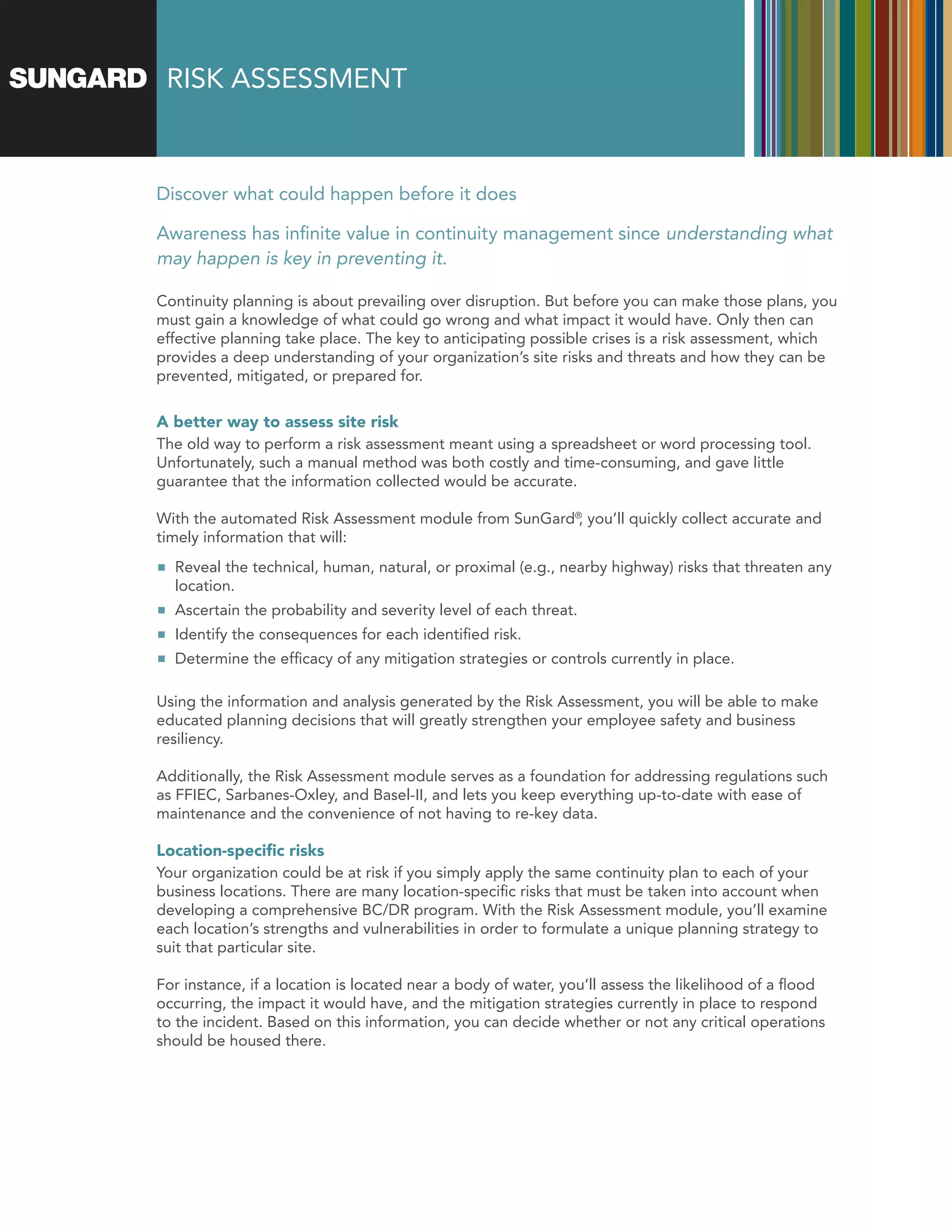 SunGard Risk Assessment Module | PDF