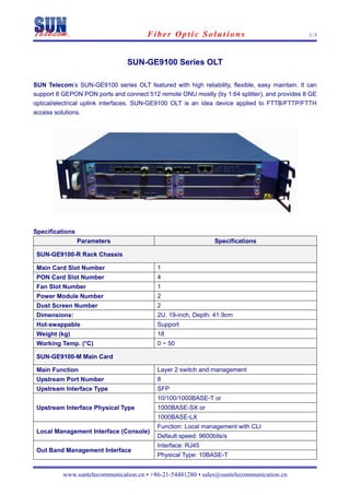Sun Ge9100 Series Olt | PDF