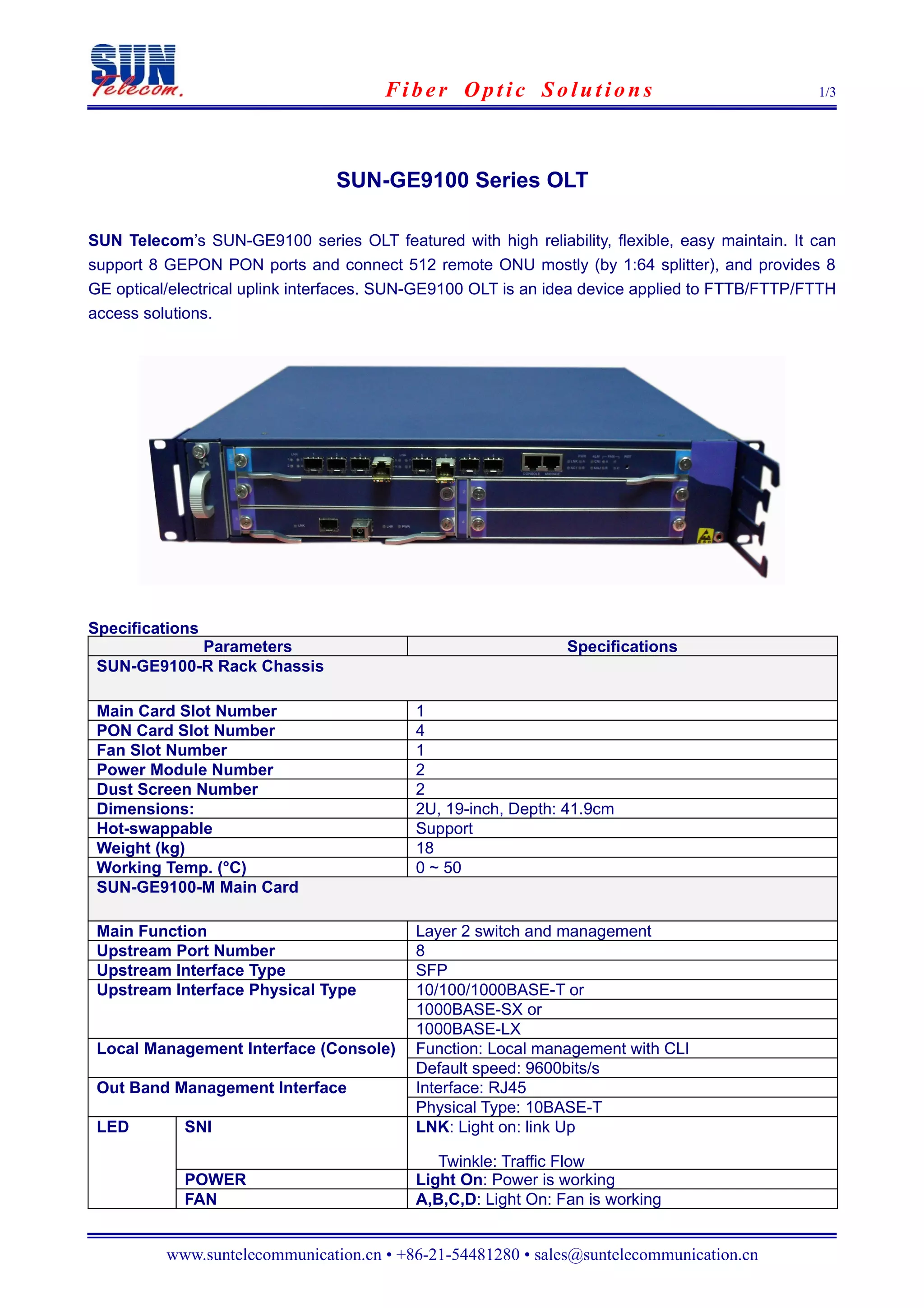 Sun Ge9100 Series Olt | DOC | Computer Networking | Computing
