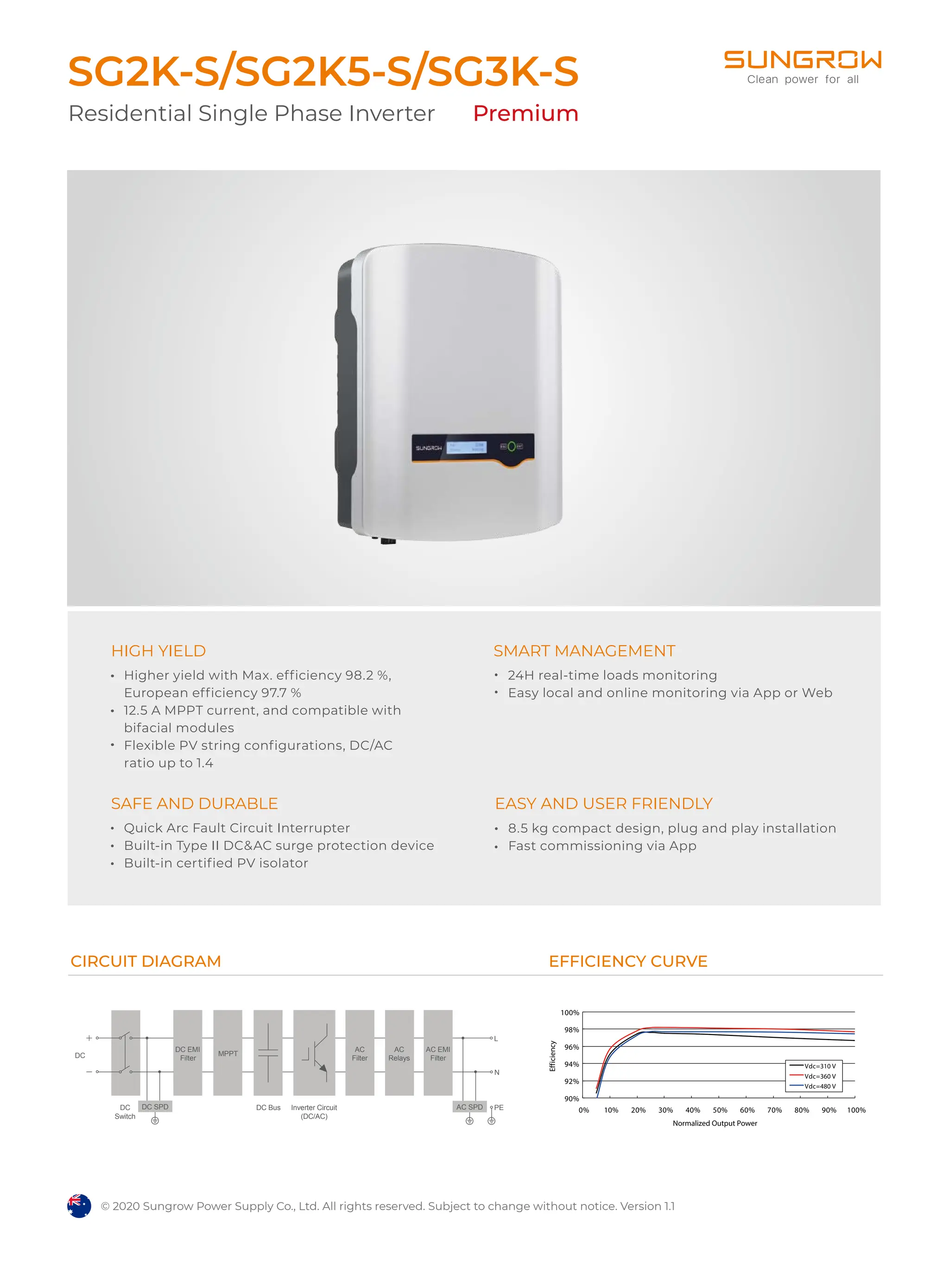 Sungrow Crystal 2/3K-S Premium Data Sheet 2020 | PDF
