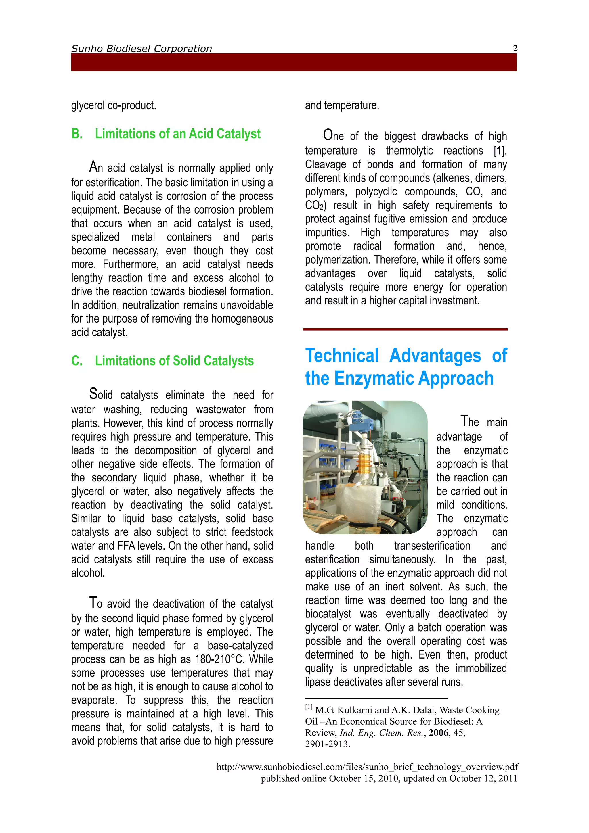 Why Choose an Enzymatic Biodiesel Process | PDF