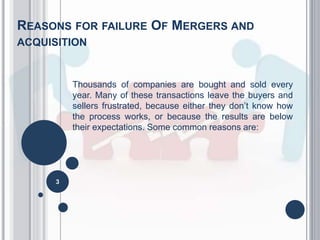 Reasons For Mergers and Acquisition Failure | PPTX