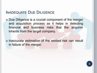 Reasons For Mergers and Acquisition Failure | PPTX