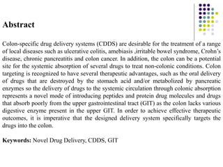 Novel Drug Delivery System for colon | PPTX