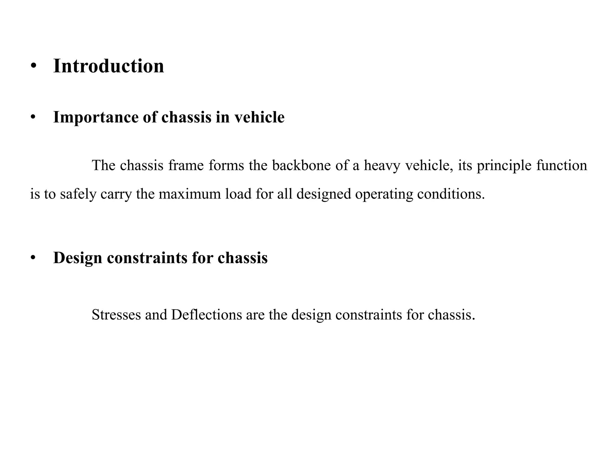Stress Analysis of a heavy duty vehicle chassis by using FEA | PPTX