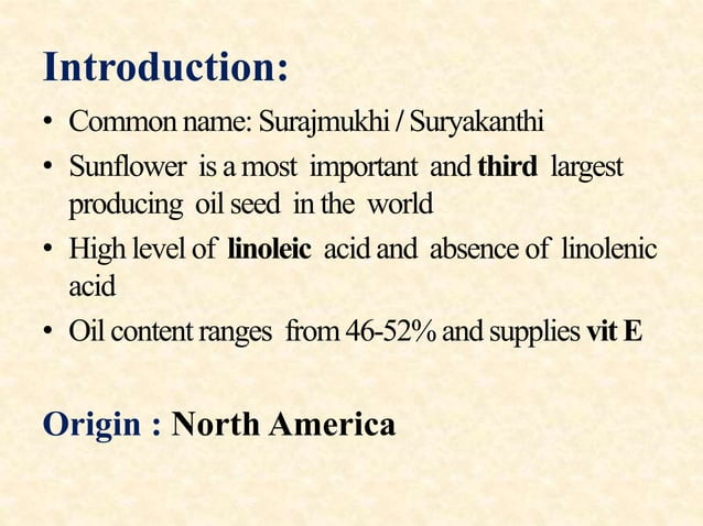 sunflower breeding technique | PPTX | Agriculture | Industries