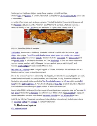 KFC analysis | DOCX | Food Industry | Industries