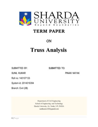 TRUSS ANALYSIS (TERM PAPER REPORT) | DOCX