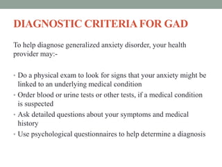 GENERALISED ANXIETY DISORDER | PPTX