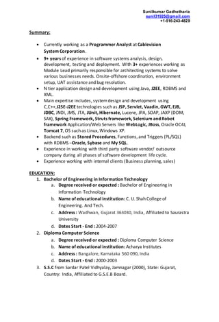 Sunil kumar resume | DOCX