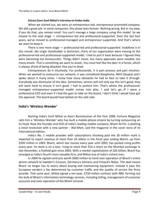 Sunil mittal case study (developed by ranjan shetty) | DOCX | Telecommunications Industry ...