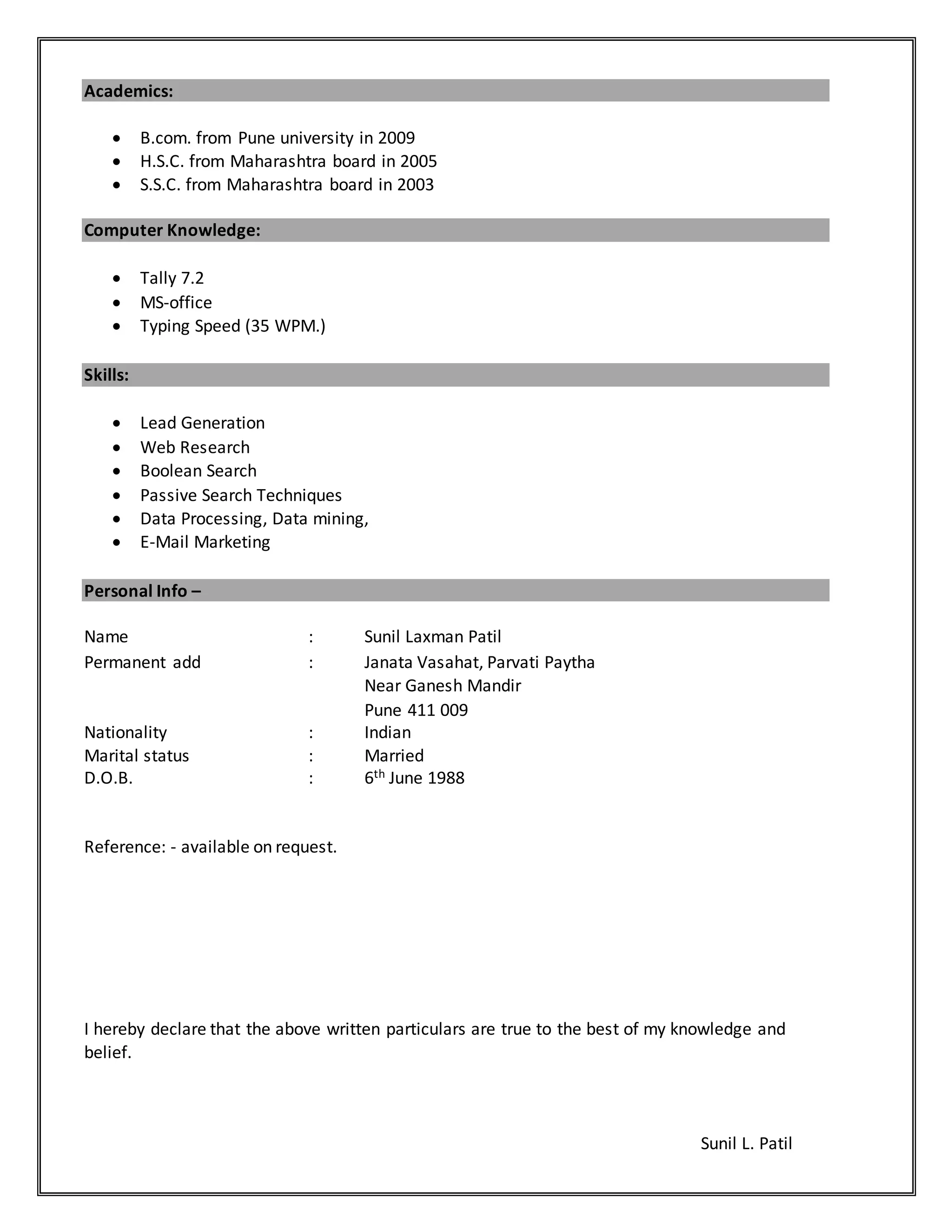 Sunil patil | DOCX | Search | Internet