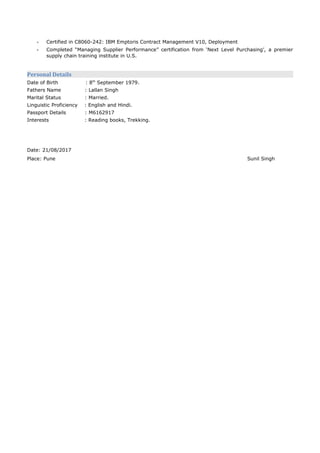 Sunil Singh - curriculum Vitae | DOC