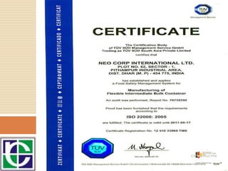 Sunil Trivedi Neo Corp Accreditations to the Organization | PPTX
