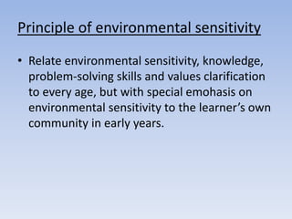objectives and principles of environmental education | PPTX