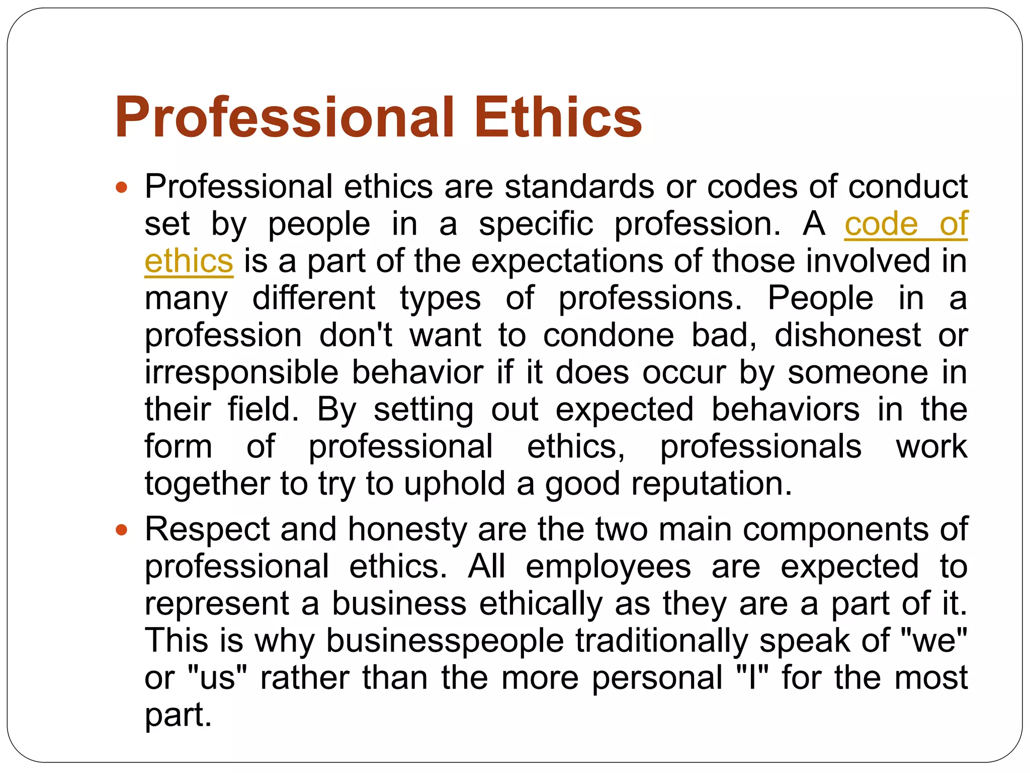 Professional Ethics | PPTX