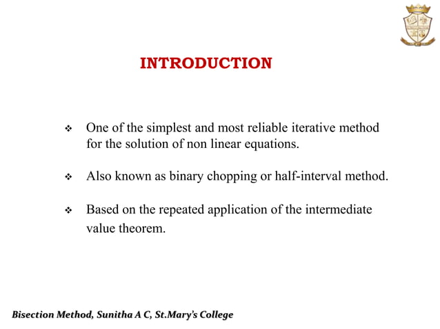 BISECTION METHOD | PPTX | Science