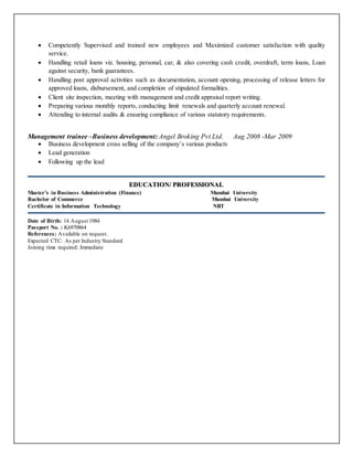 Sunitha cv (2) | DOCX | Business Banking & Finance | Business