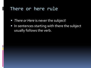 Subject verb agreement | PPTX