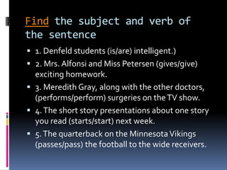 Subject verb agreement | PPTX