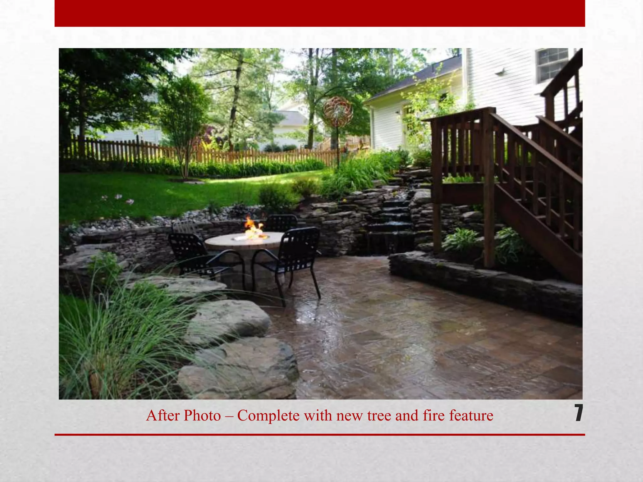 Sunken patio with negative edge waterfeature | PPTX