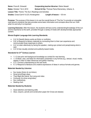 Thematic Lesson: The Sun | PDF