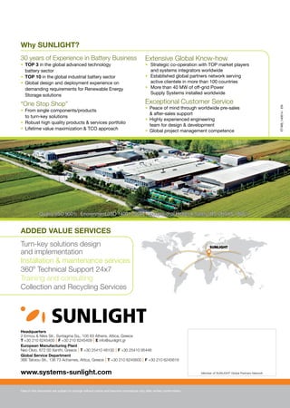 SYSTEMS SUNLIGHT S.A. | Global Solutions for Renewable Energy Storage | PDF